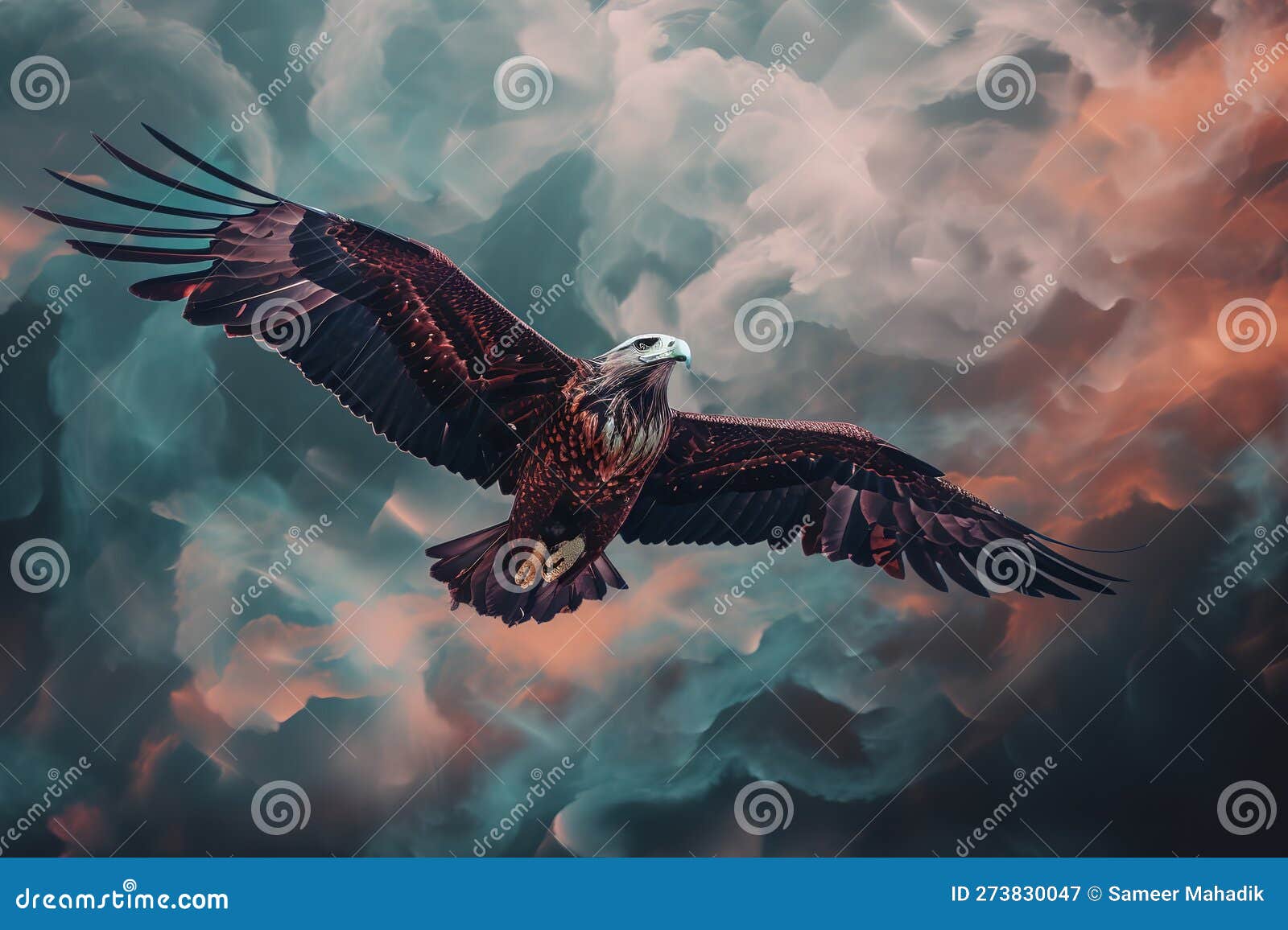 A Majestic Eagle Soaring through the Clouds. Generative AI Stock Illustration - Illustration of ...
