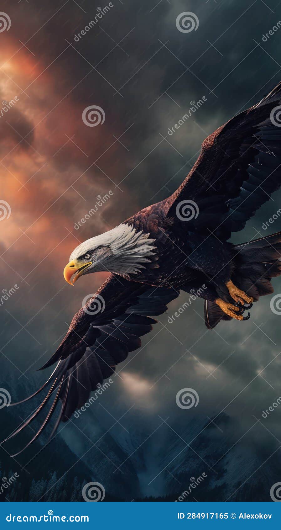 Majestic Eagle Soaring through Dramatic Clouds AI Generated Stock ...
