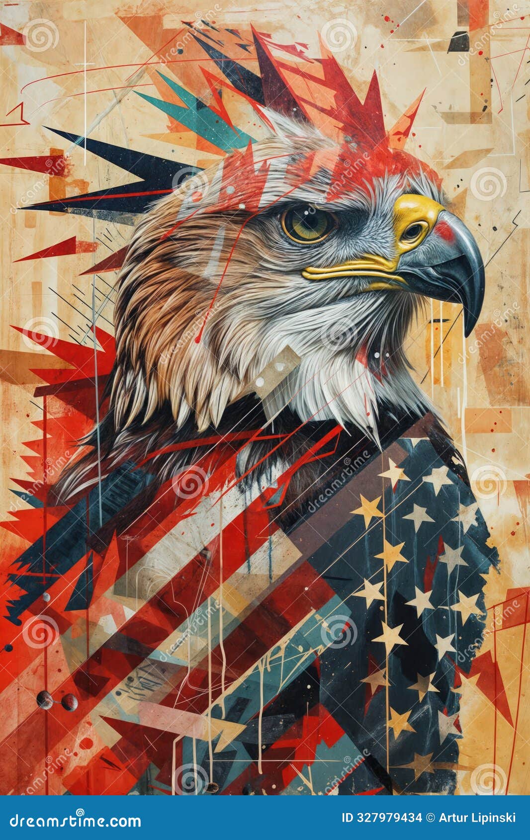 Majestic Eagle Surrounded by Bold Abstract Geometric Patterns Stock ...