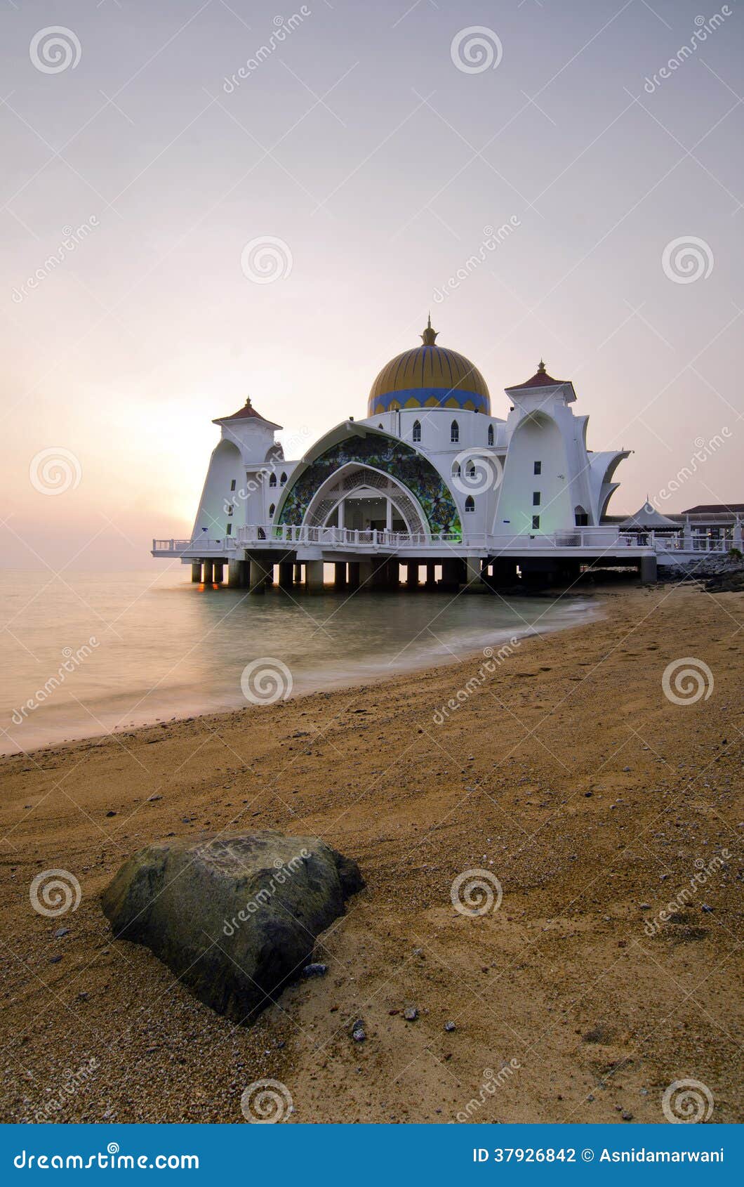 Majestic Floating Mosque at Malacca Straits during Sunset Stock Photo ...