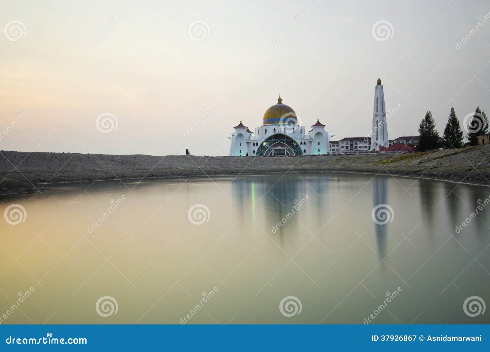 Majestic Floating Mosque at Malacca Straits during Sunset Stock Image ...