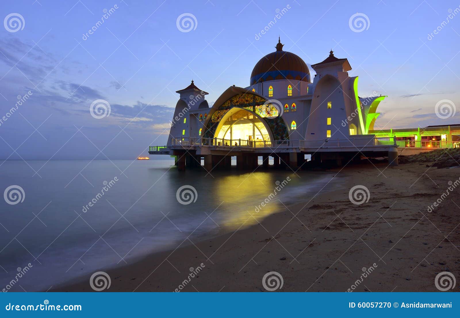 Majestic Floating Mosque at Malacca Straits during Sunset Stock Photo ...