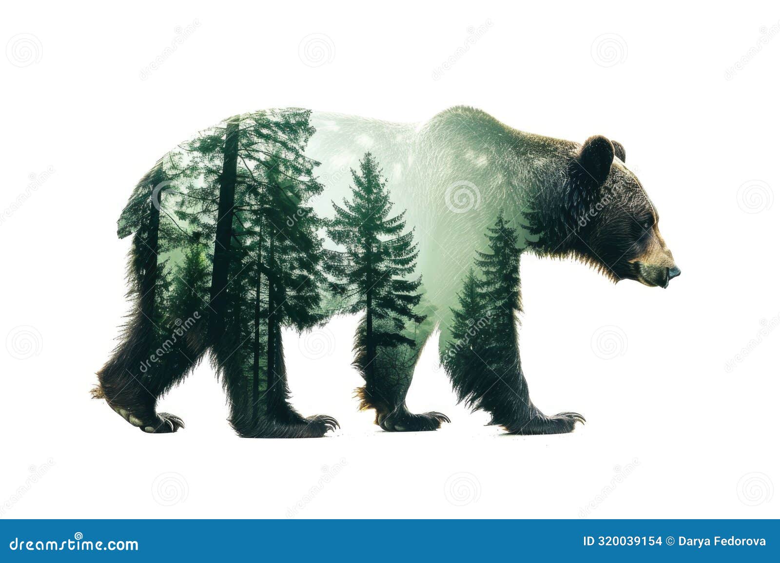 Majestic Forest Bear Double Exposure Artwork Royalty-Free Stock Photo ...