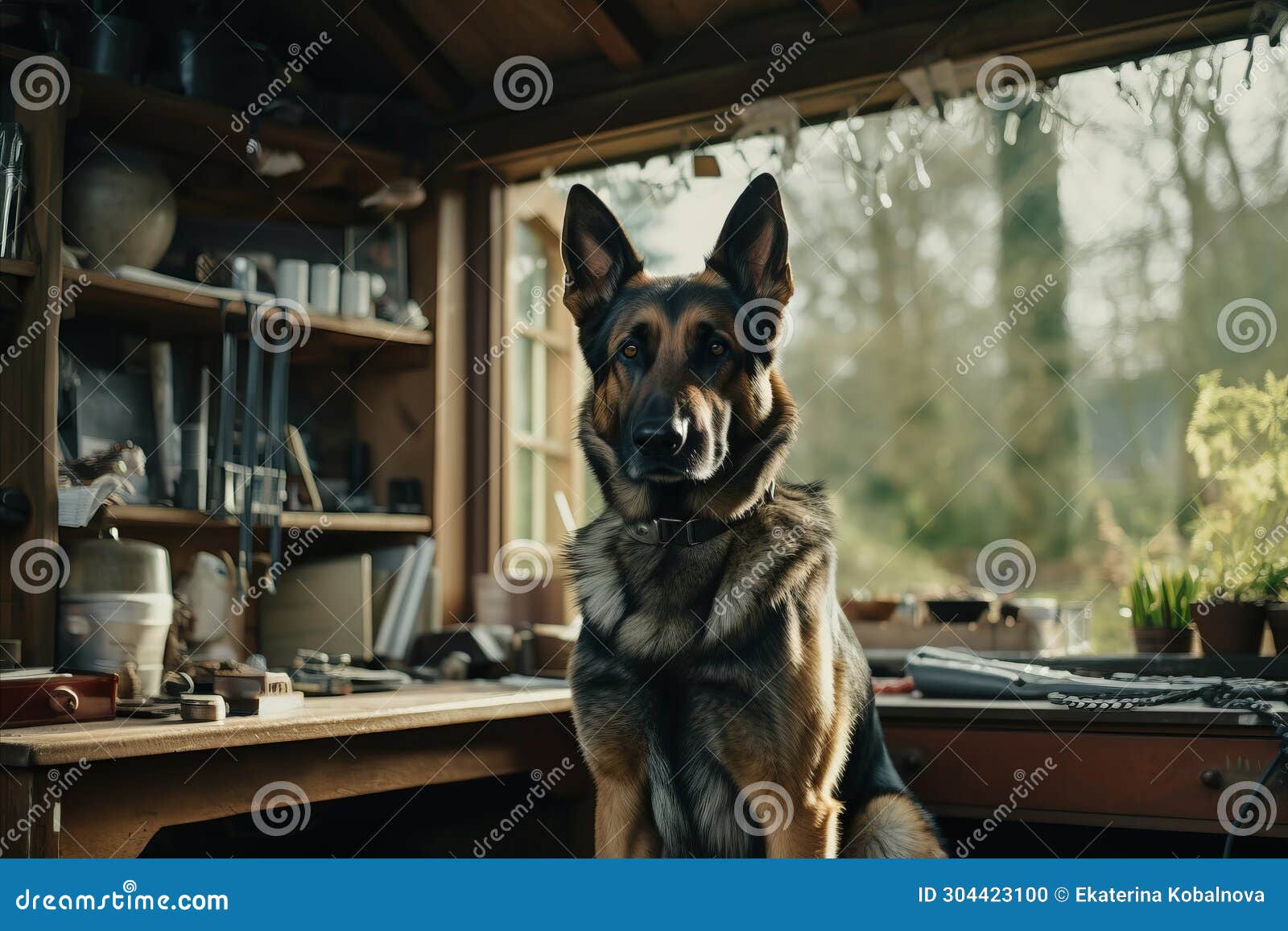 Majestic German Shepherd Poses Serenely in a Vibrant and Dynamic ...