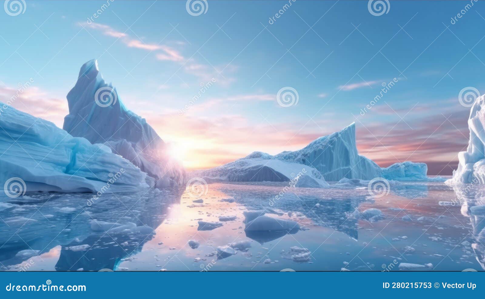 A Majestic Glacier and the Ice Cold Sea. Generative AI Stock ...