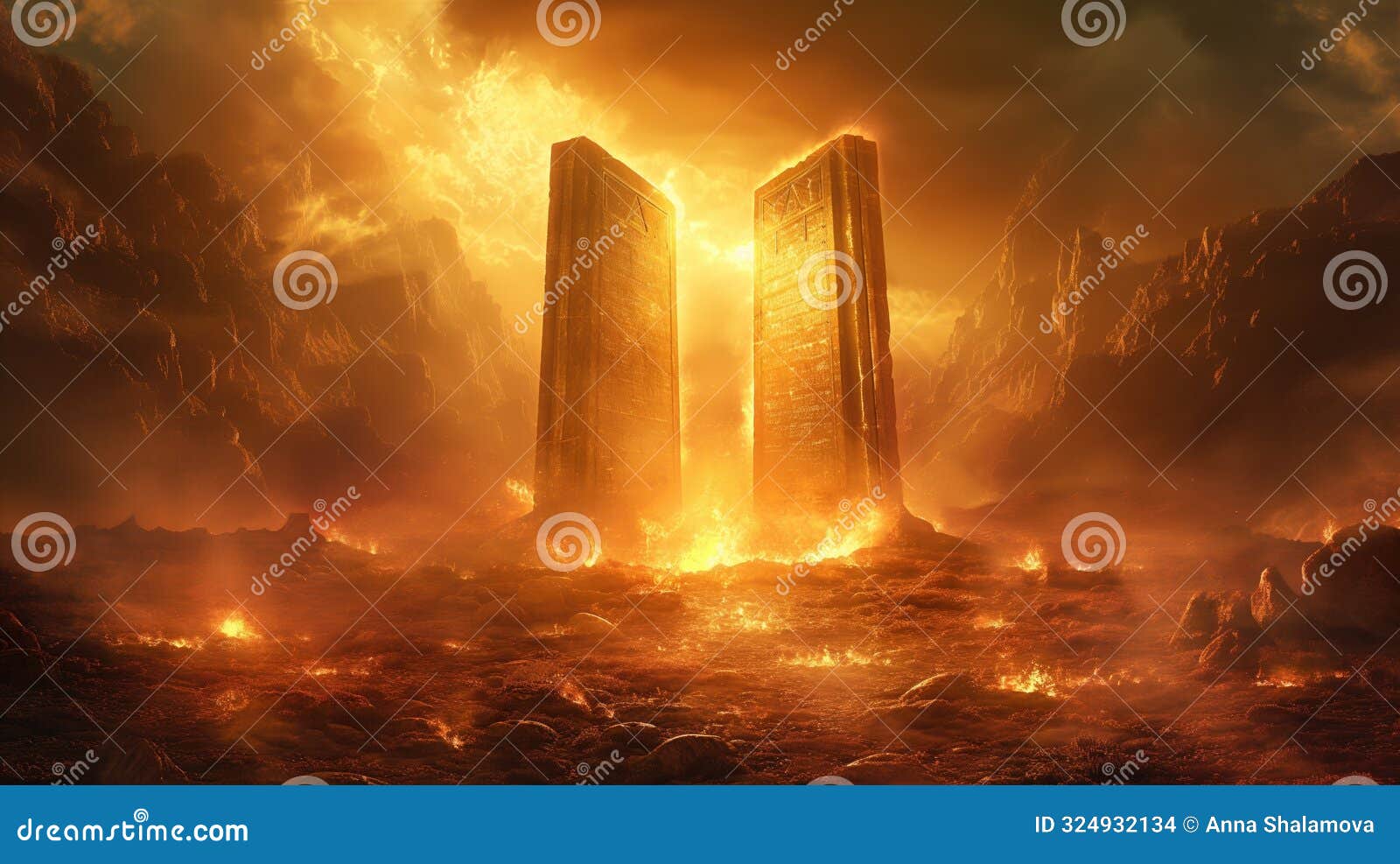 Majestic Glowing Ancient Tablets Depicting the Ten Commandments in ...
