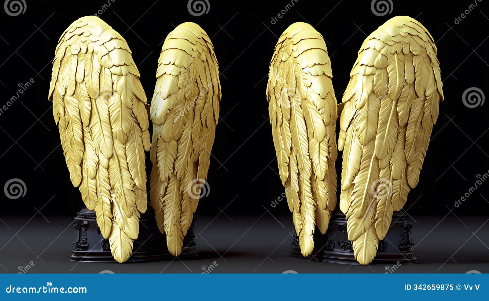 Majestic Golden Angel Wings Display Stock Illustration - Illustration ...