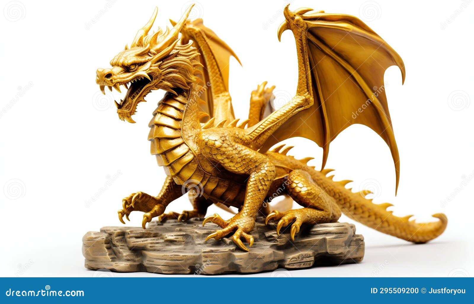 Majestic Golden Dragon Statue on White. Generative Ai Stock ...