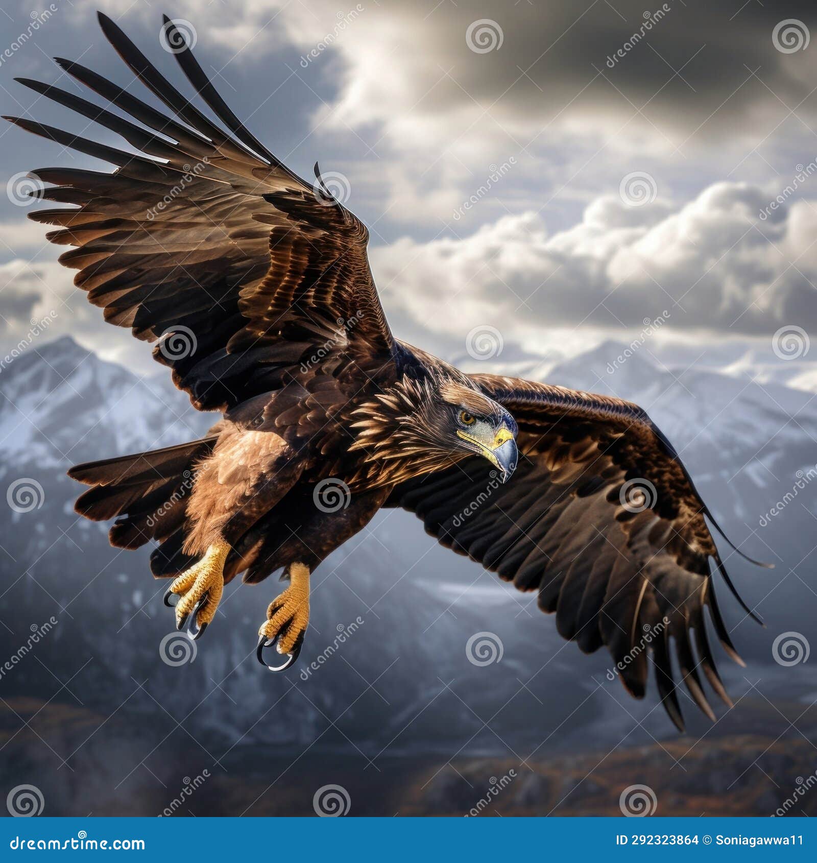 A Majestic Golden Eagle Swooping Down from the Sky To Catch Its Prey ...