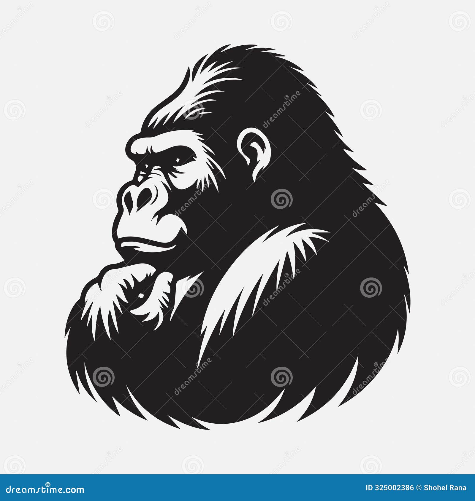 Print Majestic Gorilla Silhouette: Power and Grace Captured in Shadow ...