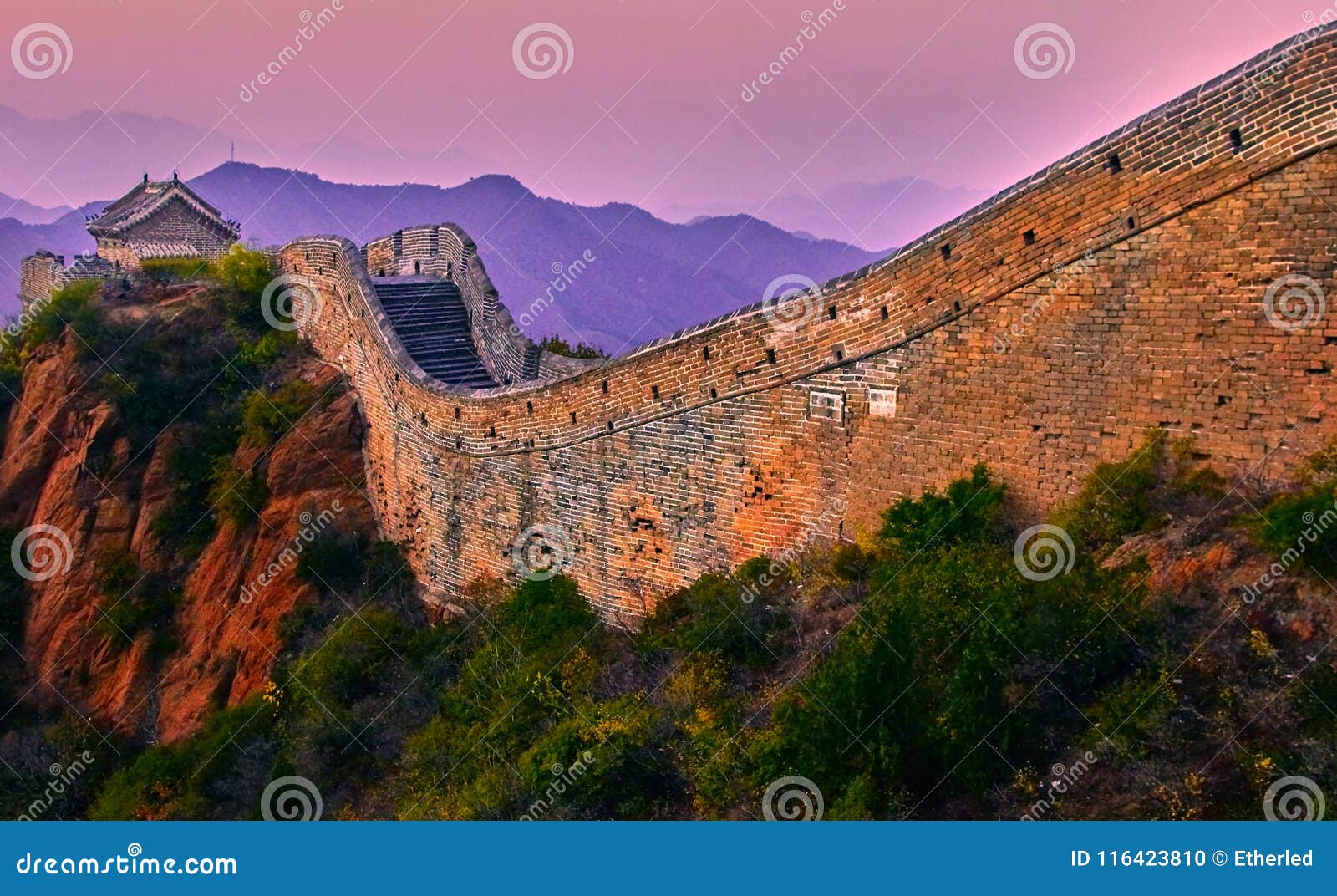 The Majestic Great Wall Sunset Stock Photo - Image of color, afternoon ...