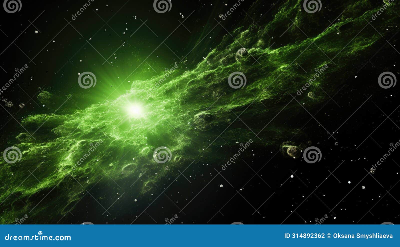 Majestic Green Nebula Illumination in Deep Space Stock Photo - Image of ...