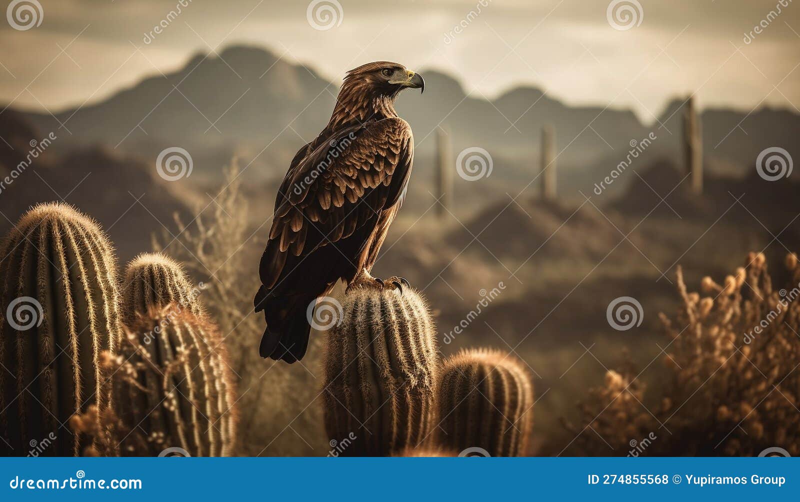 Majestic Hawk Perching on Branch at Dusk Generative AI Stock ...