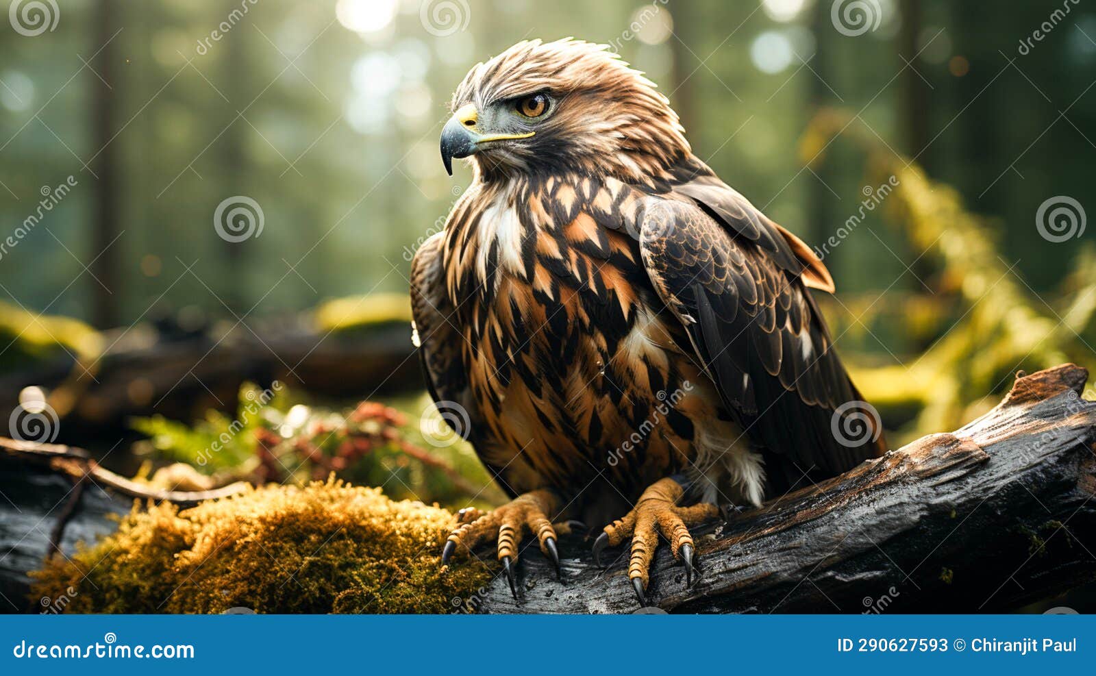 A Majestic Hawk Perching on a Branch Staring into the Camera Stock ...