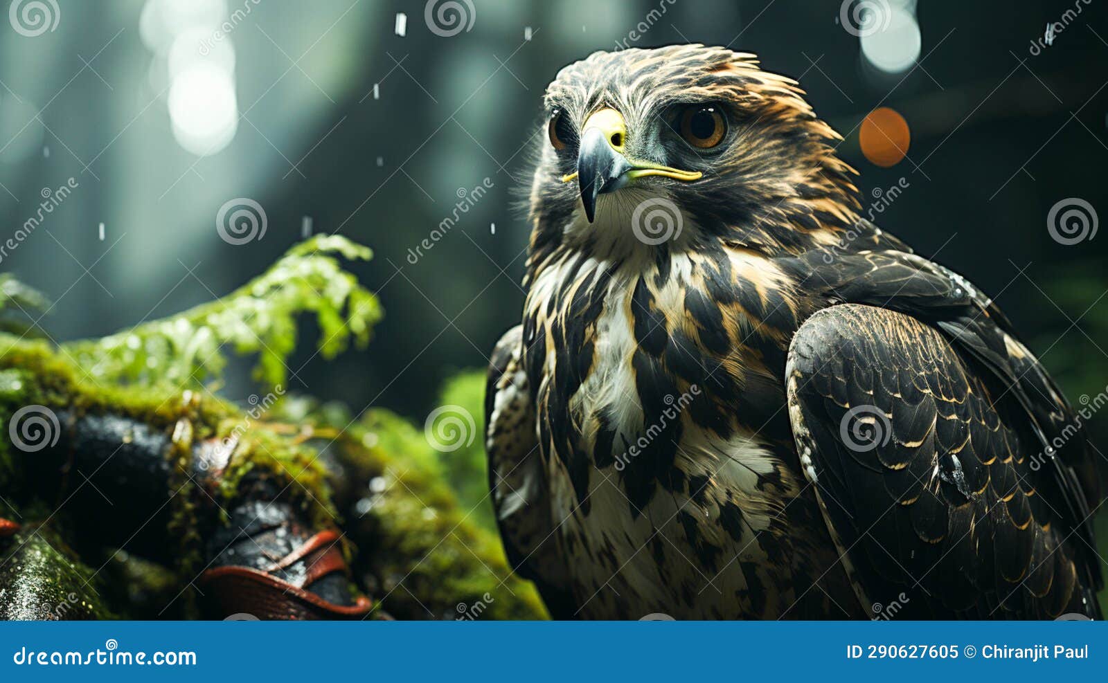 A Majestic Hawk Perching on a Branch Staring into the Camera Stock ...