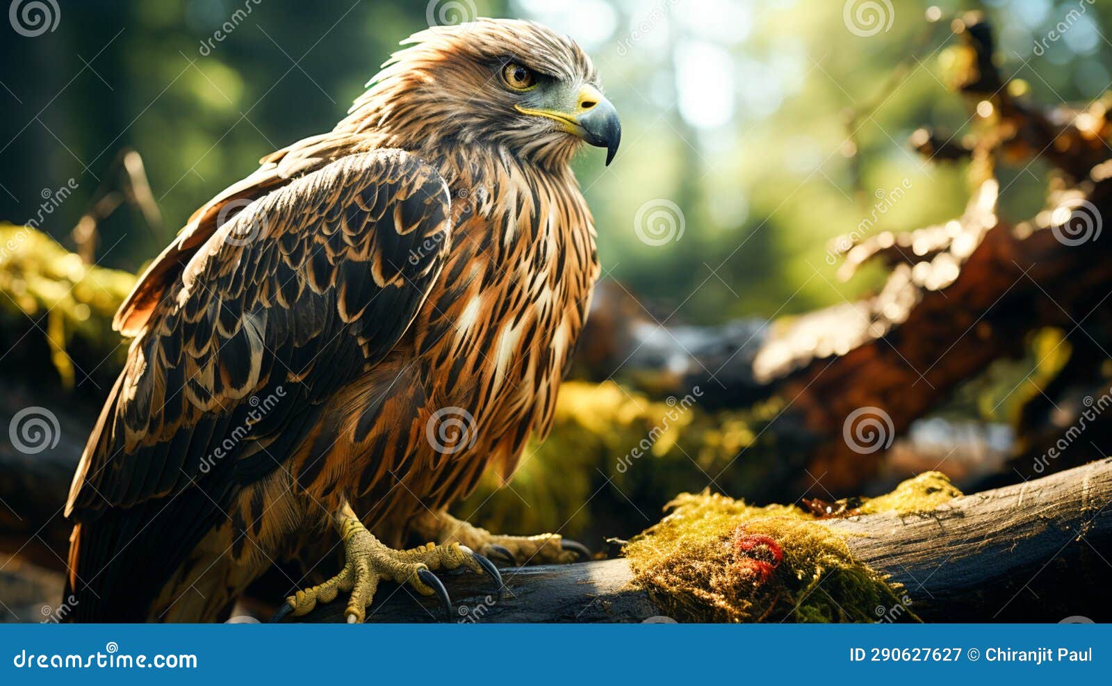 A Majestic Hawk Perching on a Branch Staring into the Camera Stock ...