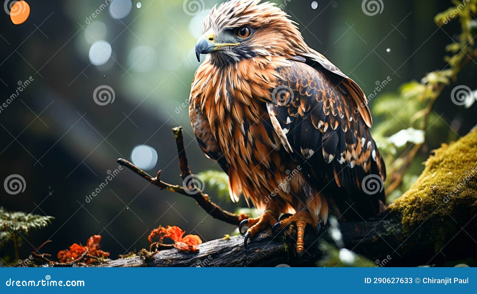A Majestic Hawk Perching on a Branch Staring into the Camera Stock ...