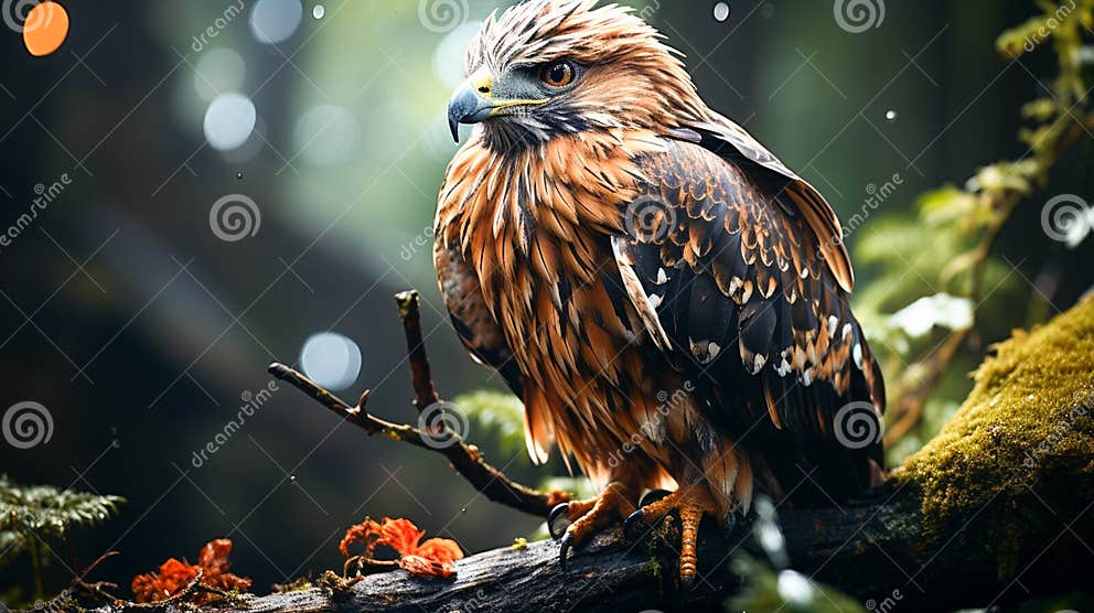 A Majestic Hawk Perching on a Branch Staring into the Camera Stock ...