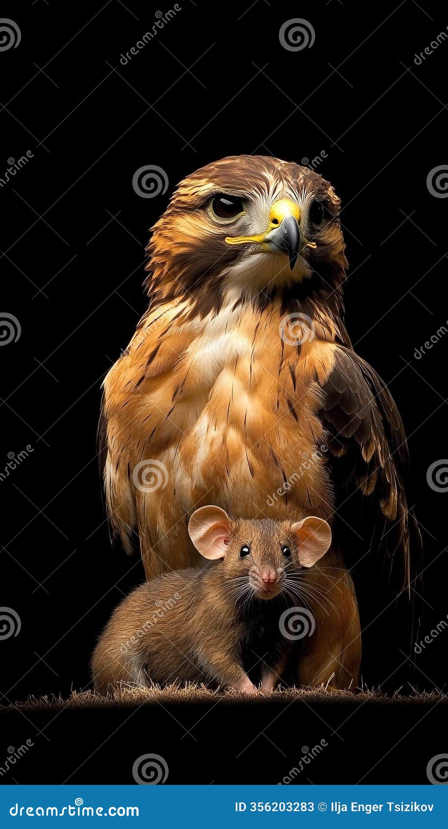 Majestic Hawk and Tiny Mouse a Captivating Display of Predator and Prey ...