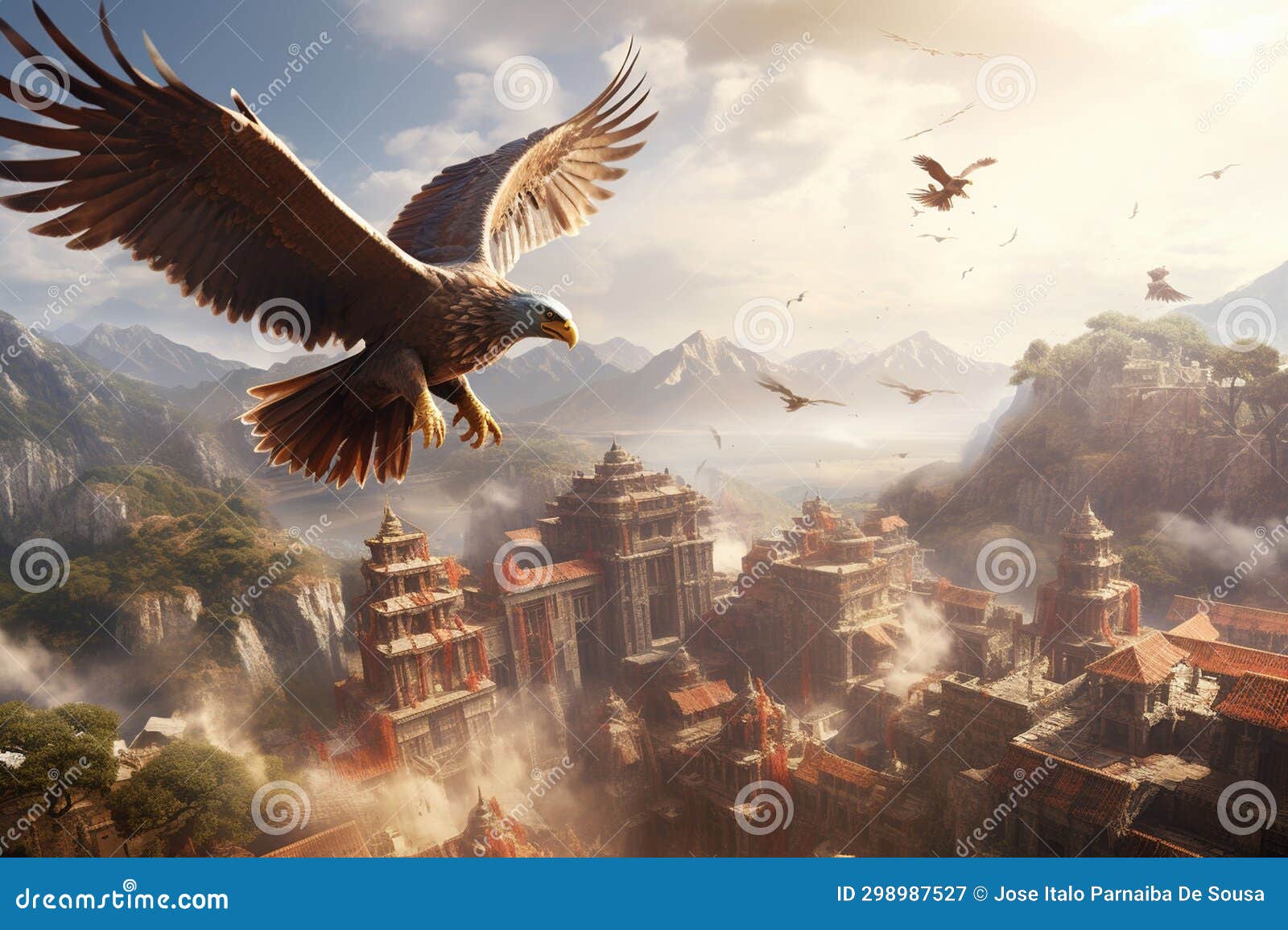 Majestic Hawks Soaring through Ancient Skies in in Stock Image - Image ...