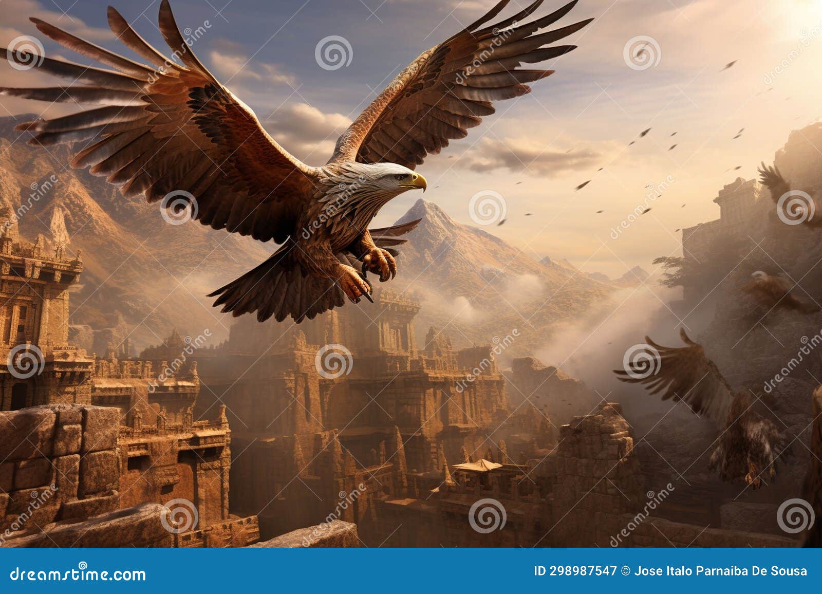 Majestic Hawks Soaring through Ancient Skies in in Stock Image - Image ...