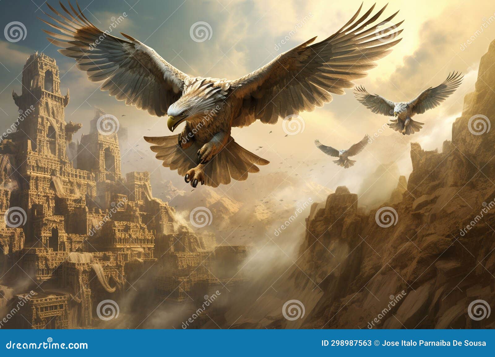 Majestic Hawks Soaring through Ancient Skies in in Stock Image - Image ...
