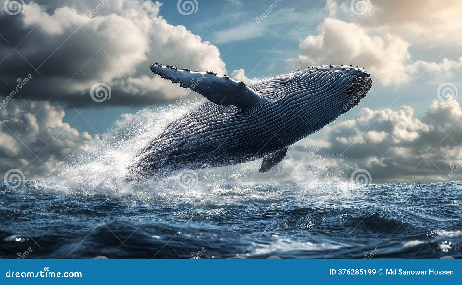 Majestic Humpback Whale Breaching Ocean Sunset Splash Royalty-Free ...
