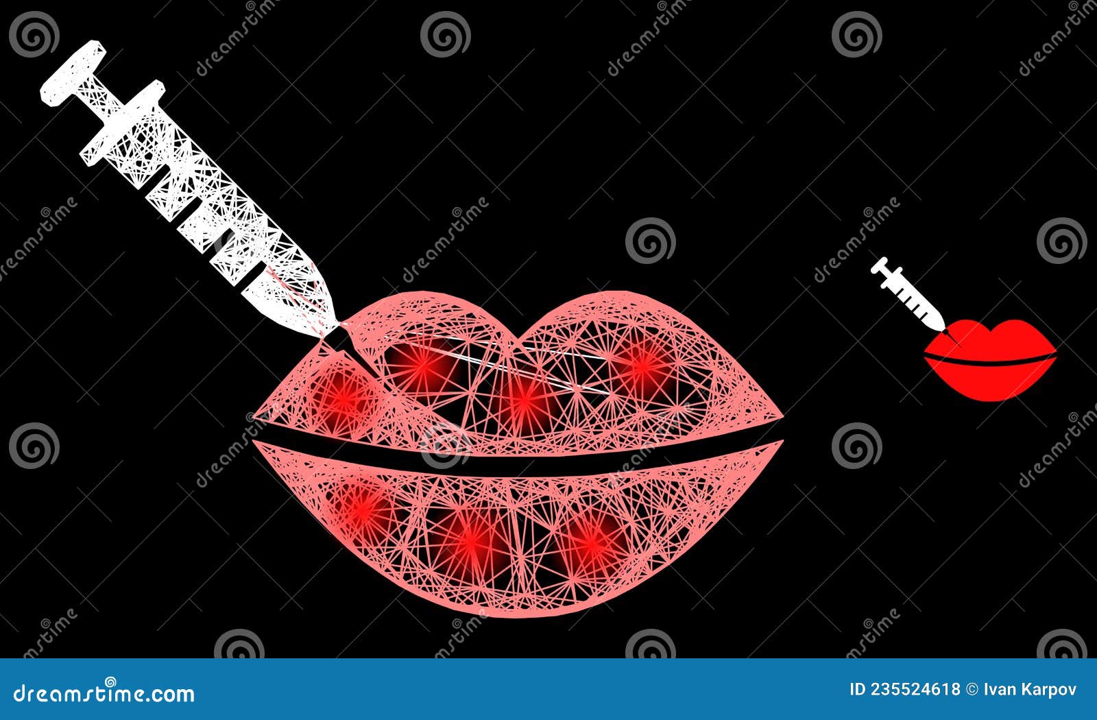 Majestic Intersected Mesh Botox Lips Injection with Light Spots Stock ...