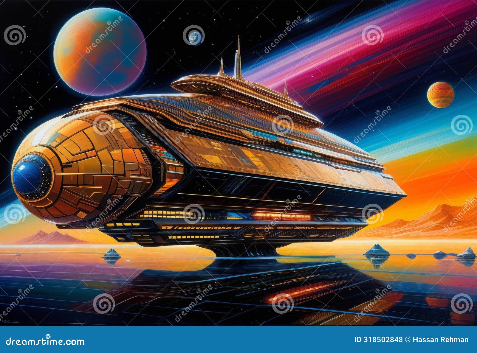 A Majestic Journey on an Opulent Interstellar Ark Stock Illustration ...