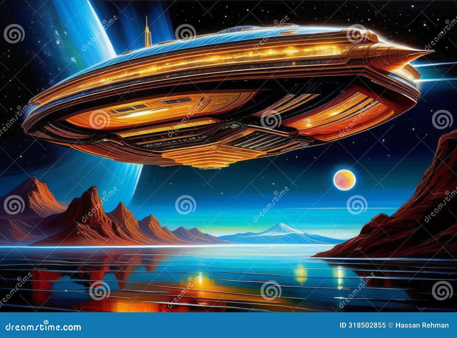 A Majestic Journey on an Opulent Interstellar Ark Stock Illustration ...