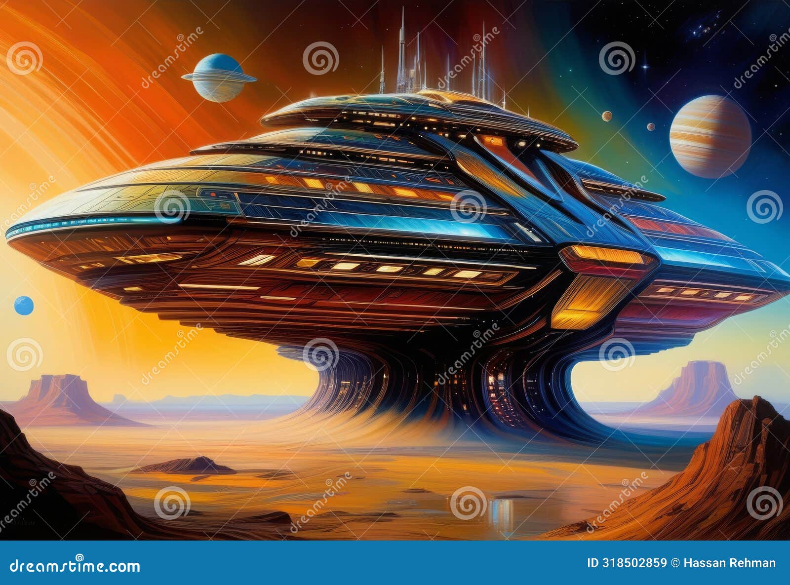 A Majestic Journey on an Opulent Interstellar Ark Stock Illustration ...