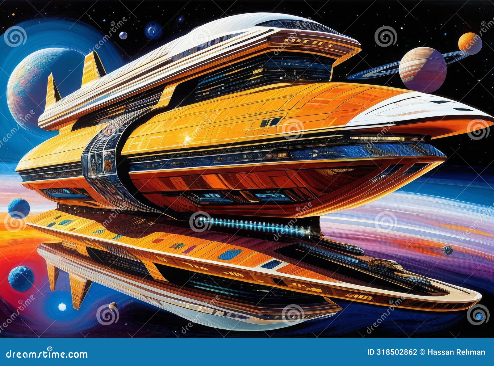 A Majestic Journey on an Opulent Interstellar Ark Stock Illustration ...