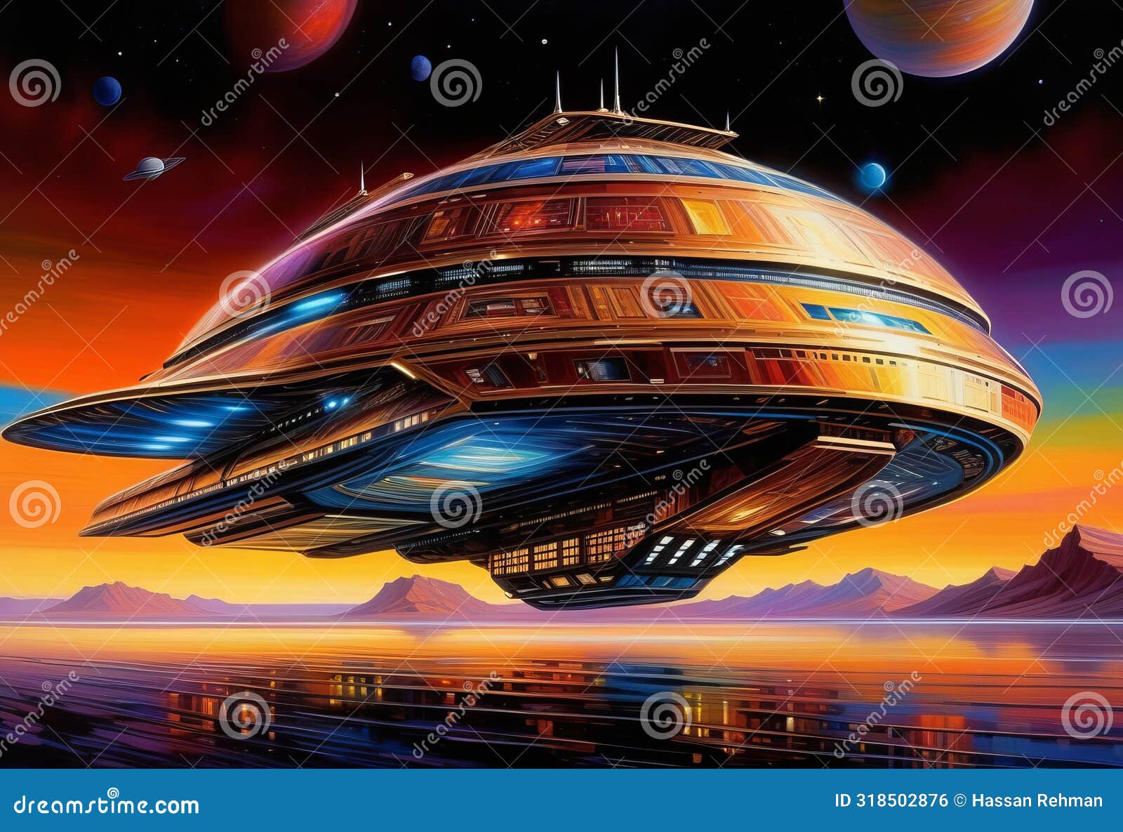 A Majestic Journey on an Opulent Interstellar Ark Stock Illustration ...