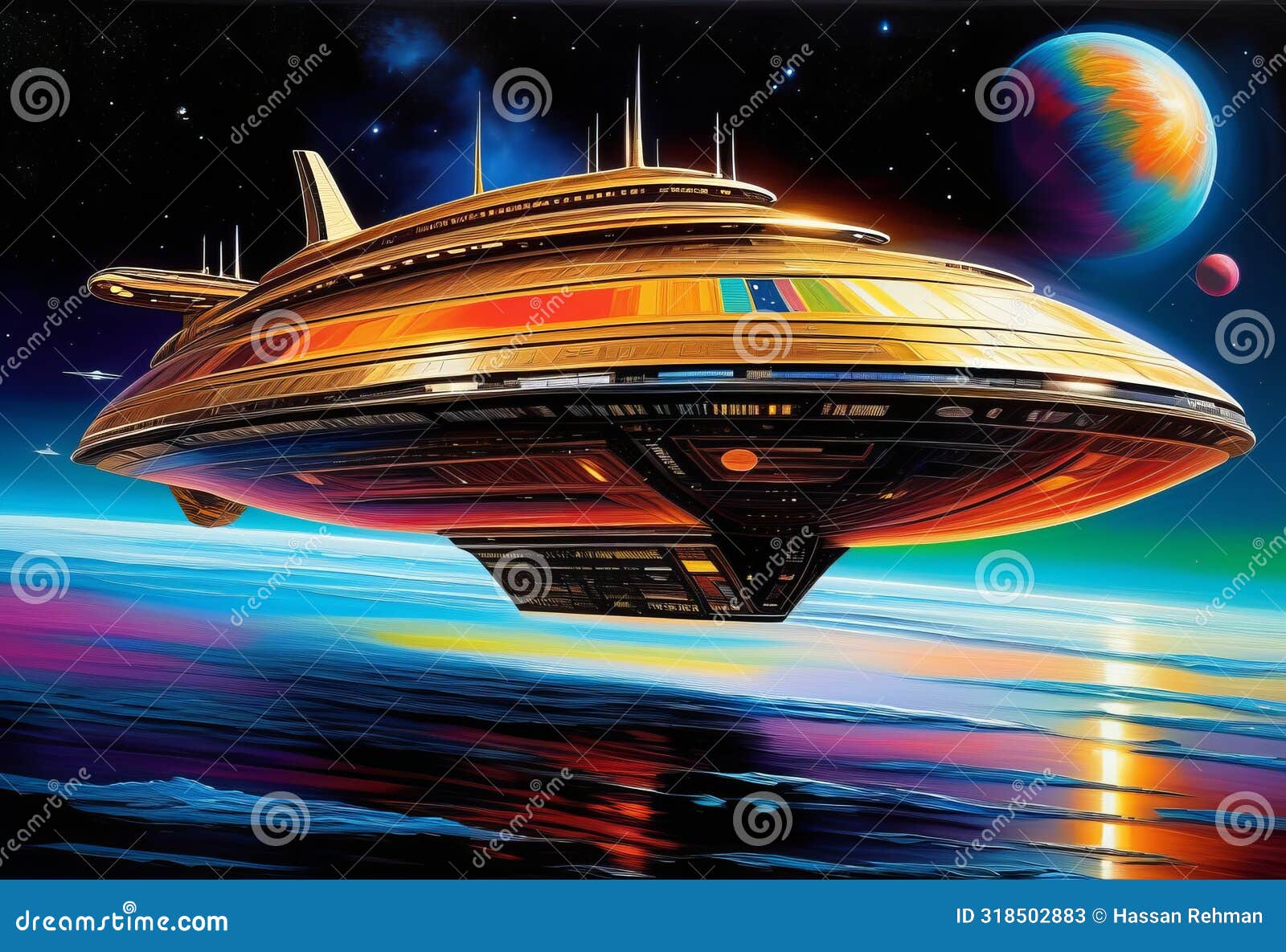 A Majestic Journey on an Opulent Interstellar Ark Stock Illustration ...