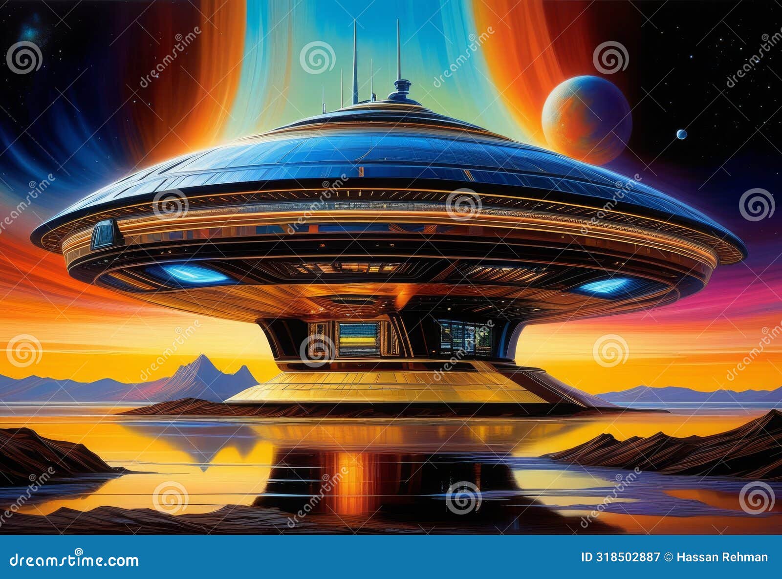 A Majestic Journey on an Opulent Interstellar Ark Stock Illustration ...