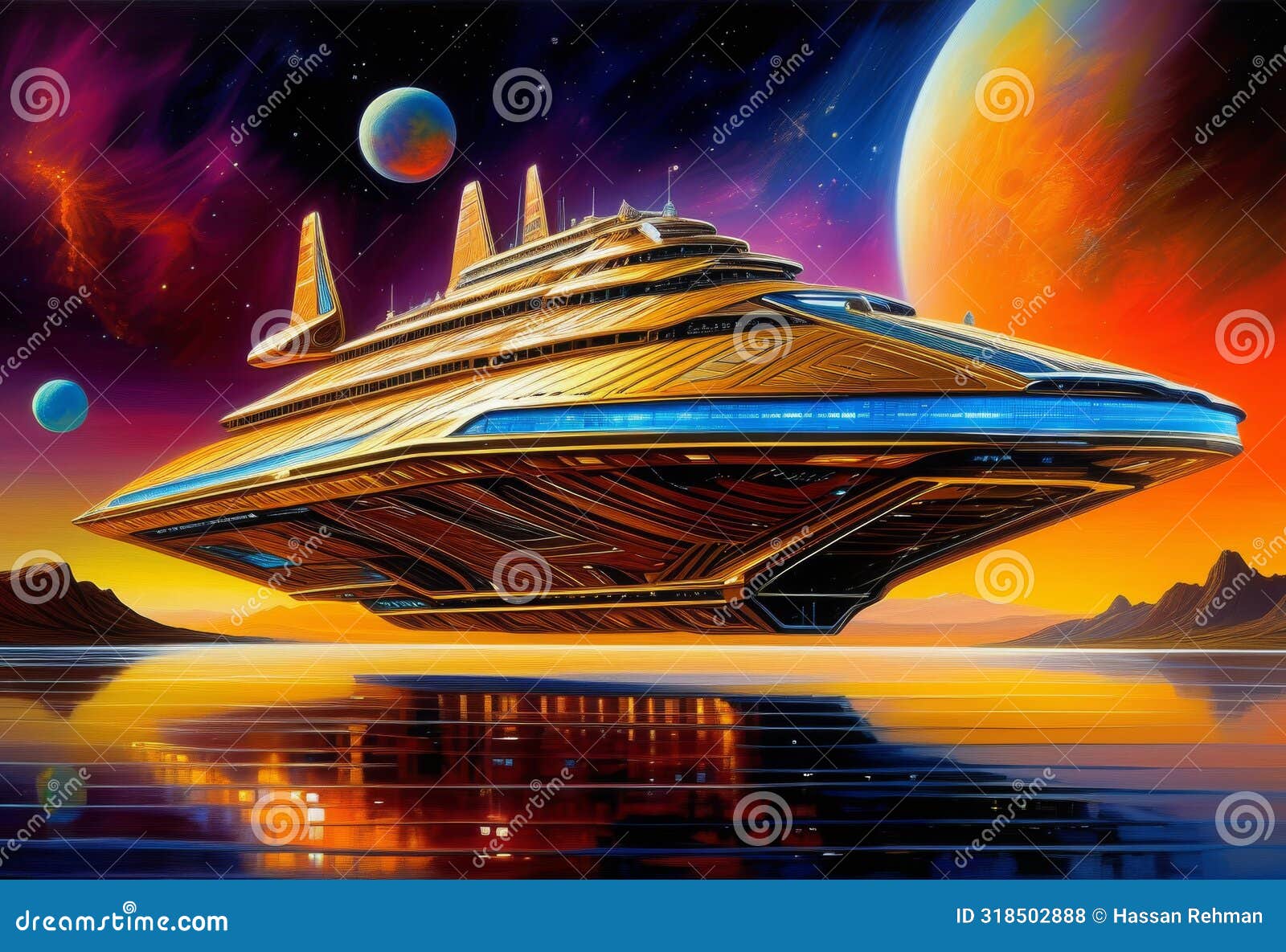 A Majestic Journey on an Opulent Interstellar Ark Stock Illustration ...