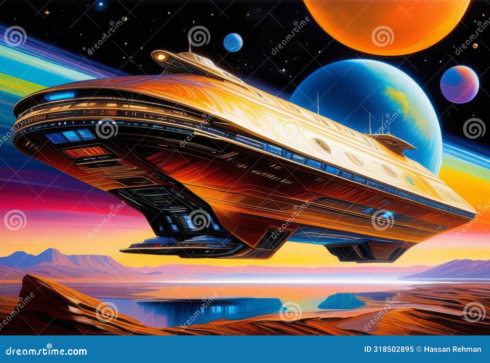 A Majestic Journey on an Opulent Interstellar Ark Stock Illustration ...