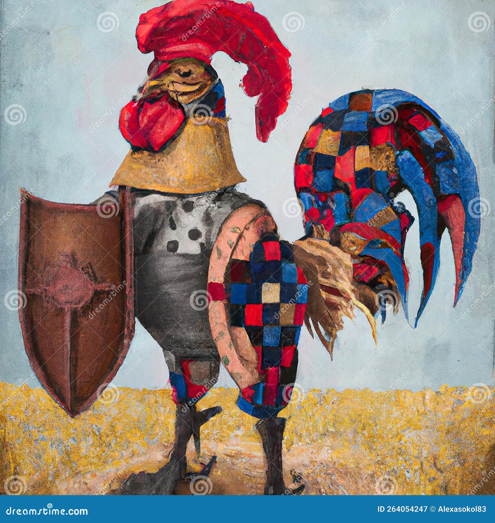 Majestic Knight Rooster in Armor Stock Illustration - Illustration of ...
