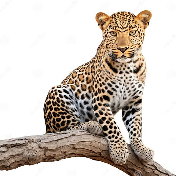 Majestic Leopard Sitting on a Tree Branch Stock Illustration ...