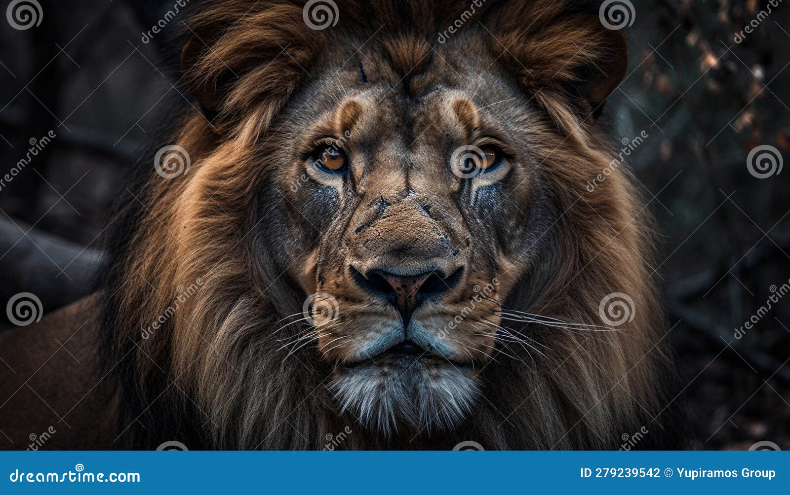 Majestic Lion with Large Mane Staring at Camera in Africa Generated by ...