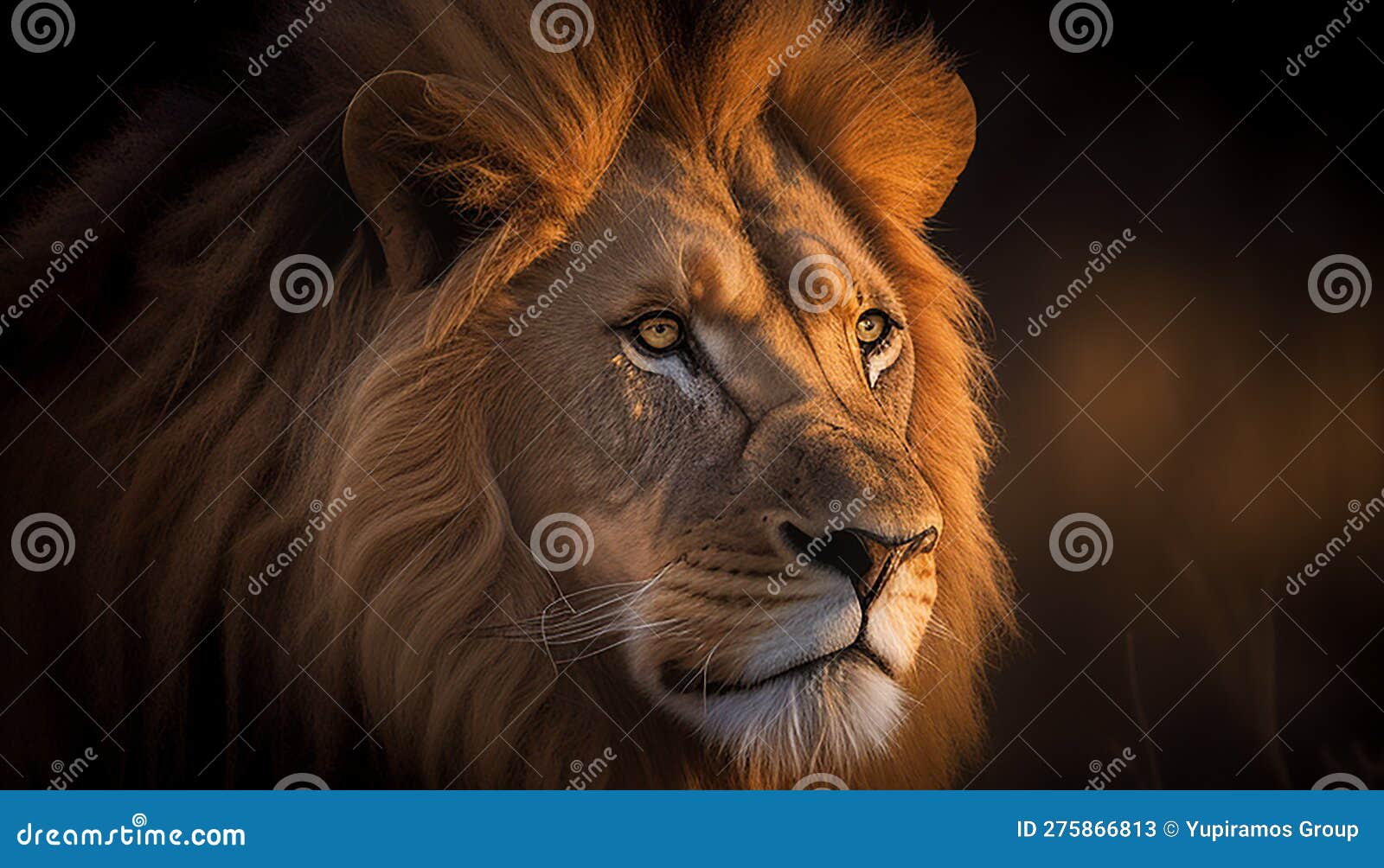 Majestic Lion Staring, Alert in African Wilderness Generated by AI ...