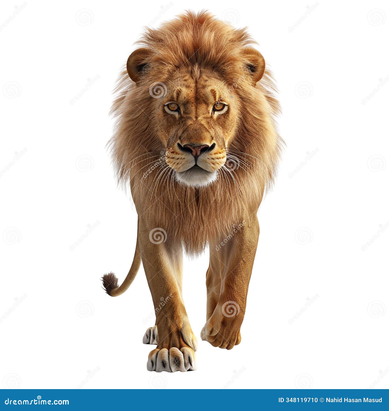 Majestic Lion Walking Forward Stock Illustration - Illustration of ...