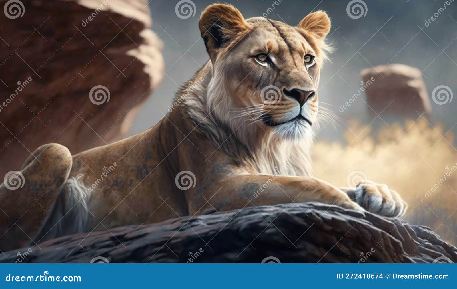 A Majestic Lioness Posing for the Camera ,generative AI Stock ...