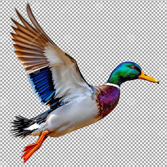 A Majestic Mallard Duck in Flight Stock Illustration - Illustration of ...