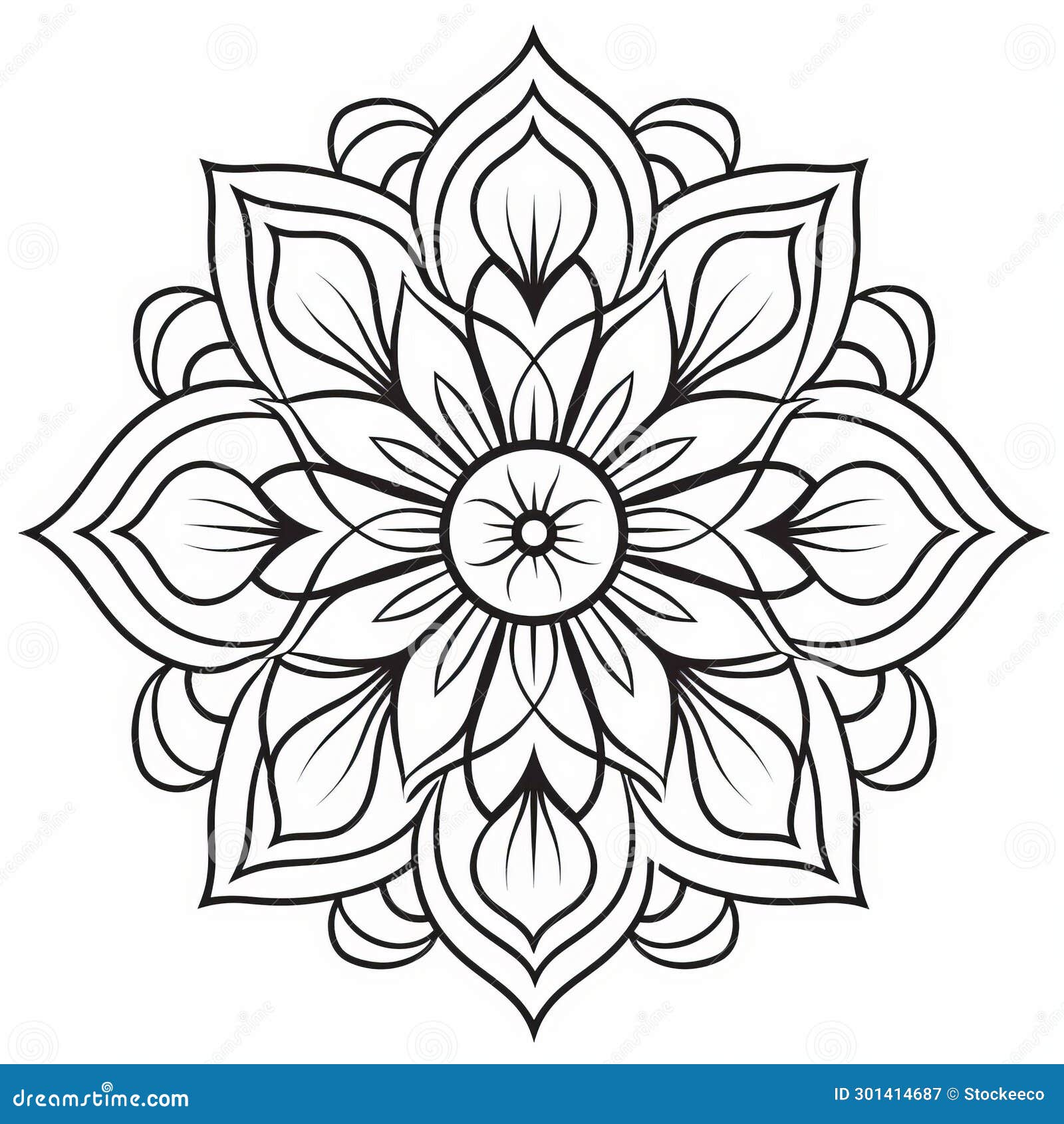 Majestic Mandala Flower Coloring Page with Emphasis on Negative Space ...