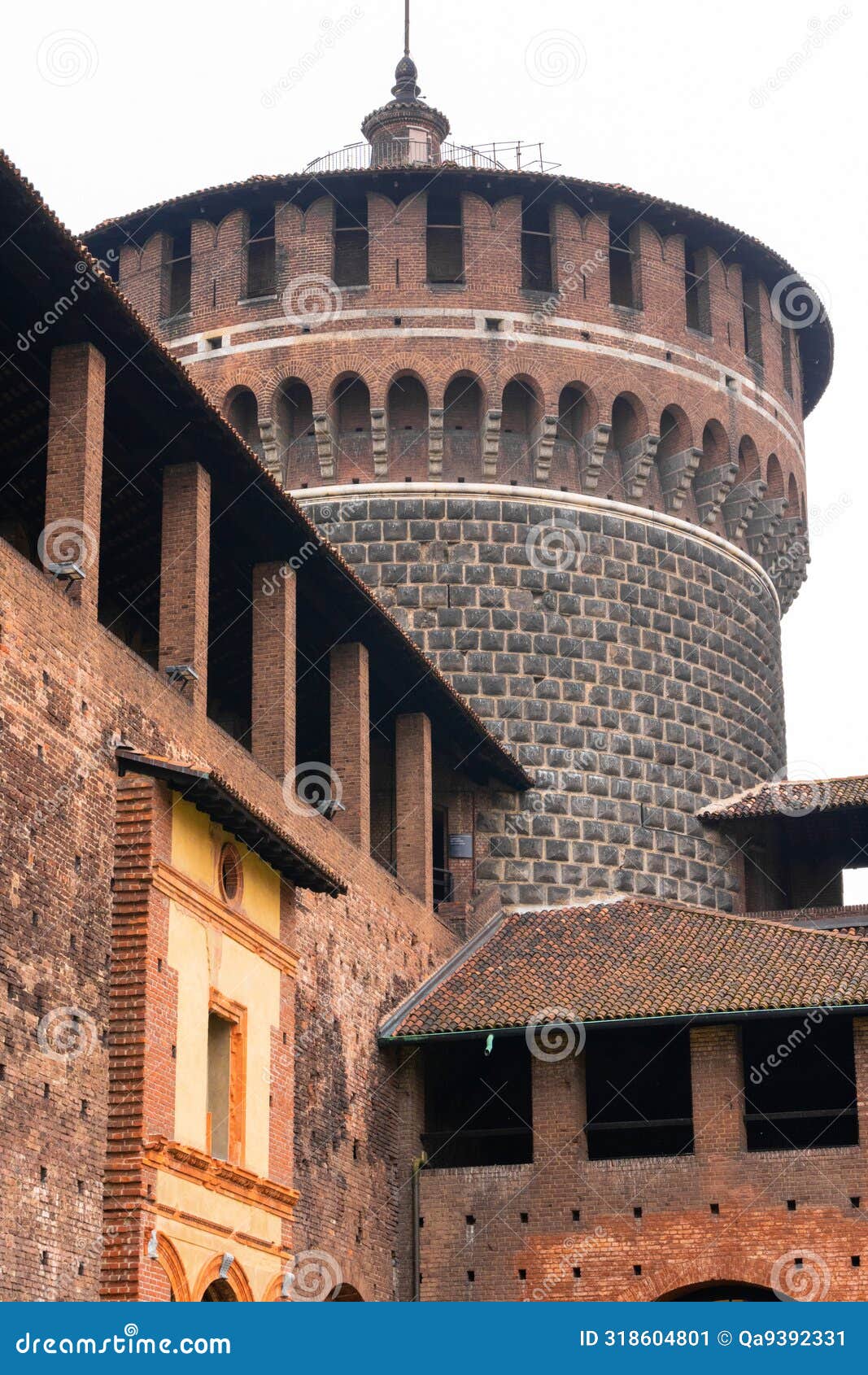 Medieval Tower with Arched Openings Stock Image - Image of structure ...