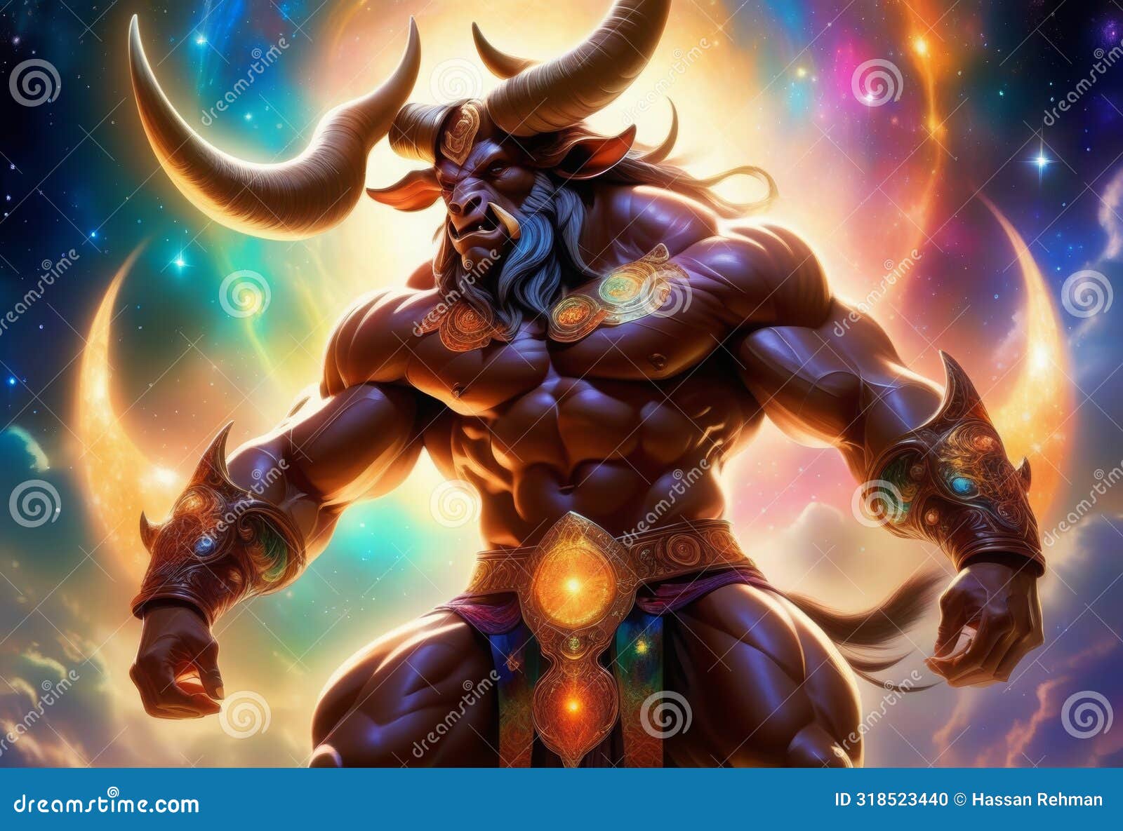 Majestic Minotaur In Ancient Golden Temple Royalty-Free Stock Photo ...