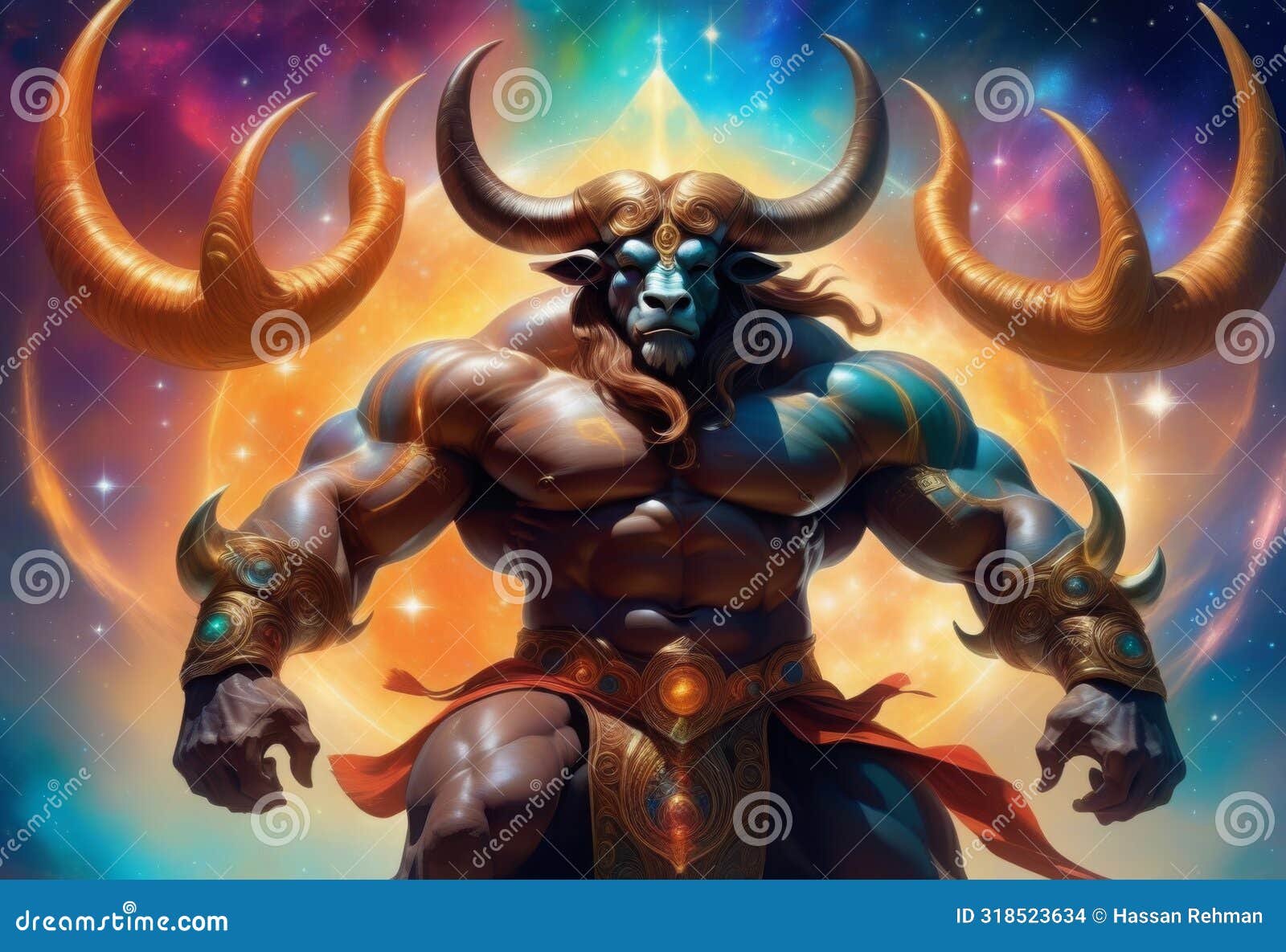 Majestic Minotaur In Ancient Golden Temple Royalty-Free Stock Photo ...