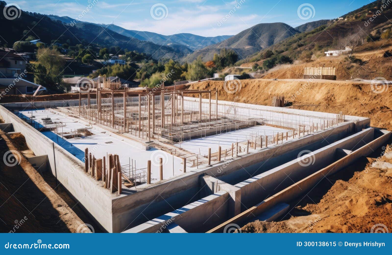 A Majestic Mountain Landscape with an Emerging Architectural Marvel ...