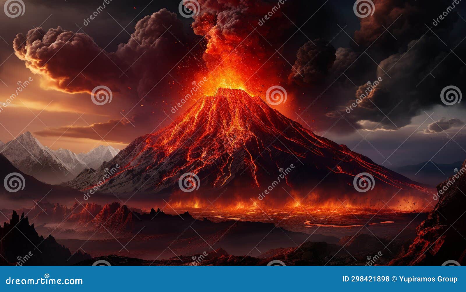 Majestic Mountain Peaks Explode with Fiery Sunset Beauty Generated by ...